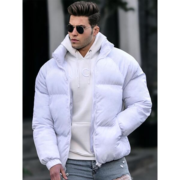 Standart Kalıp Dik Yaka Erkek Şişme Mont