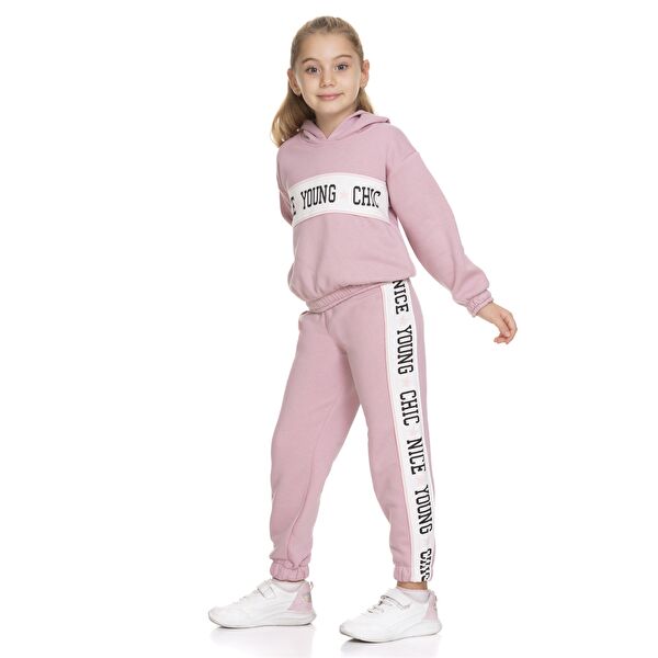 Kapüşonlu Baskılı Uzun Kollu Kız Çocuk Sweatshirt ve Eşofman Altı Kapüşonlu Baskılı Uzun Kollu Kız Çocuk Sweatshirt ve Eşofman Altı