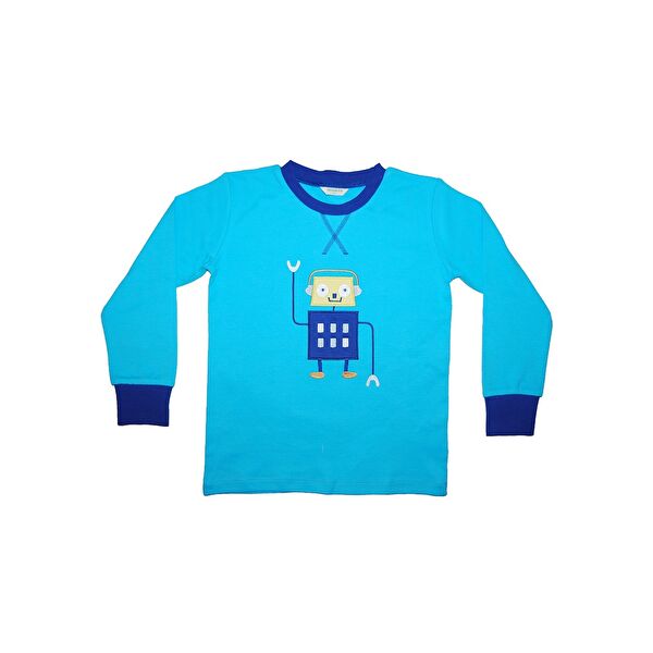 Bisiklet Yaka Uzun Kollu Baskılı Erkek Bebek Sweatshirt