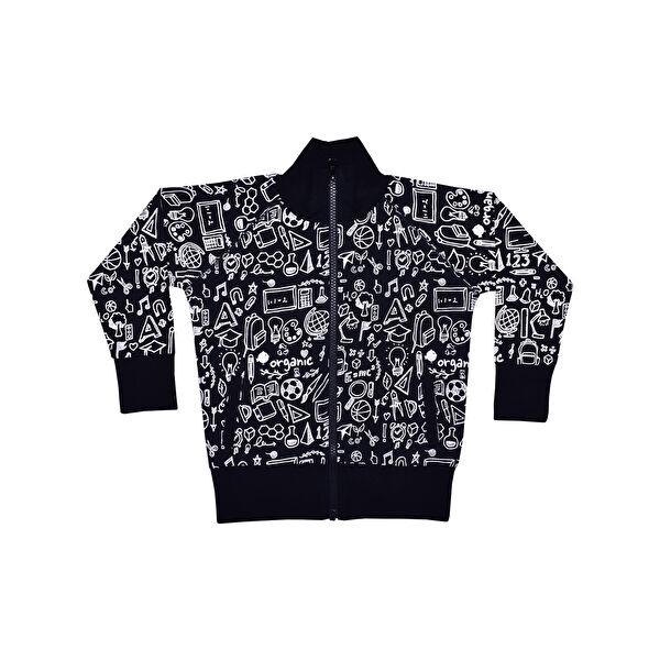 Dik Yaka Baskılı Uzun Kollu Unisex Çocuk Fermuarlı Sweatshirt Dik Yaka Baskılı Uzun Kollu Unisex Çocuk Fermuarlı Sweatshirt