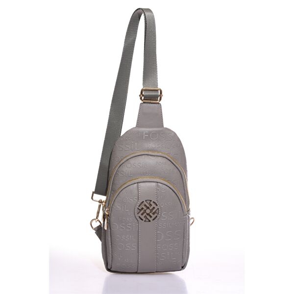 Deri Görünümlü Baskılı Kadın Göğüs Çantası