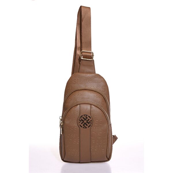 Deri Görünümlü Baskılı Kadın Göğüs Çantası