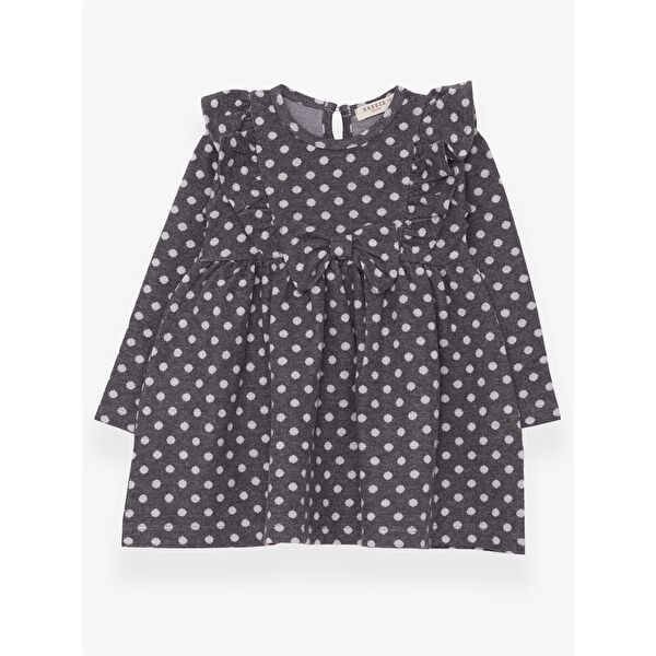 Bisiklet Yaka Uzun Kollu Kız Bebek Elbise