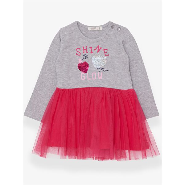 Bisiklet Yaka Uzun Kollu Kız Bebek Elbise