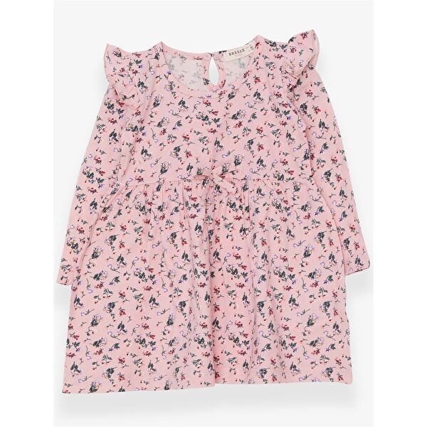 Bisiklet Yaka Uzun Kollu Kız Bebek Elbise