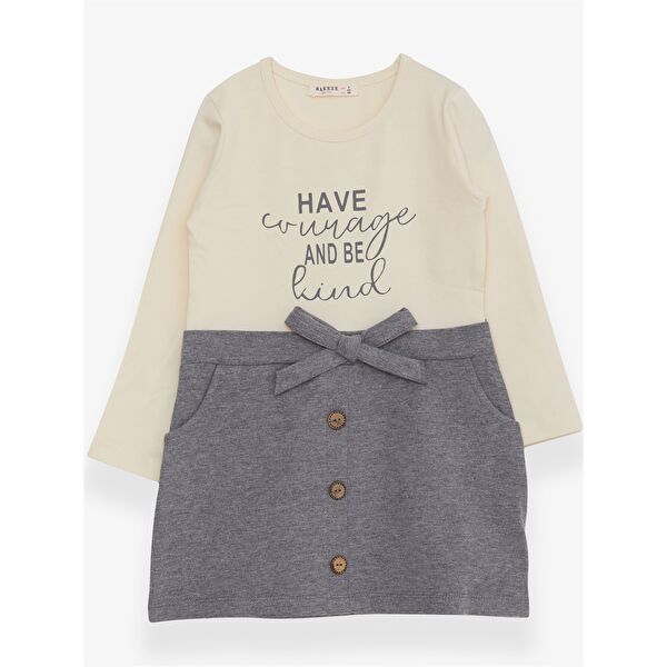 Bisiklet Yaka Uzun Kollu Kız Bebek Elbise