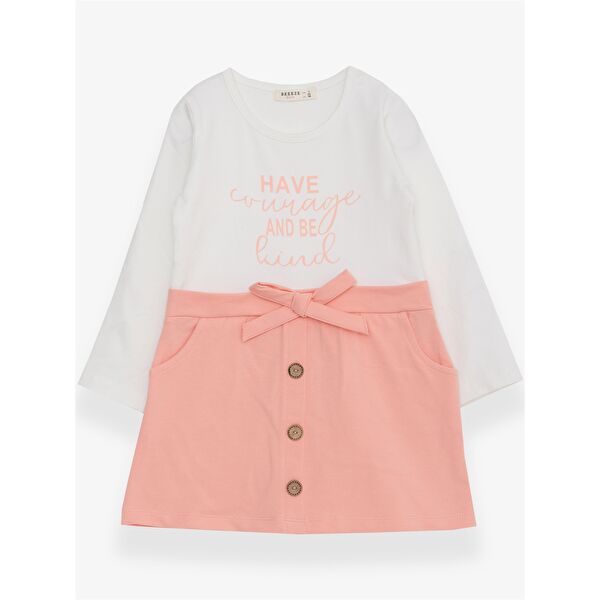 Bisiklet Yaka Uzun Kollu Kız Bebek Elbise