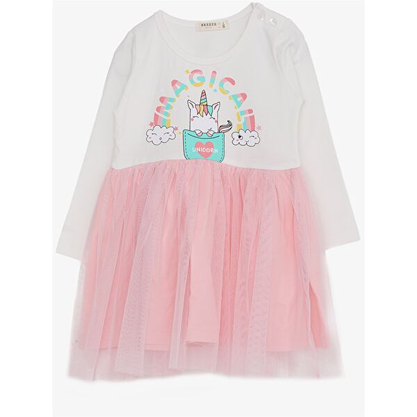 Bisiklet Yaka Uzun Kollu Kız Bebek Elbise