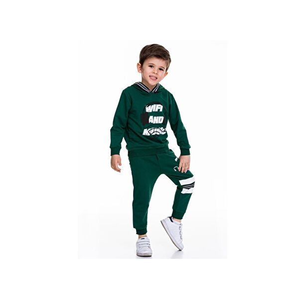 Kapüşonlu Uzun Kollu Baskılı Erkek Bebek 2'li Takım Kapüşonlu Uzun Kollu Baskılı Erkek Bebek 2'li Takım
