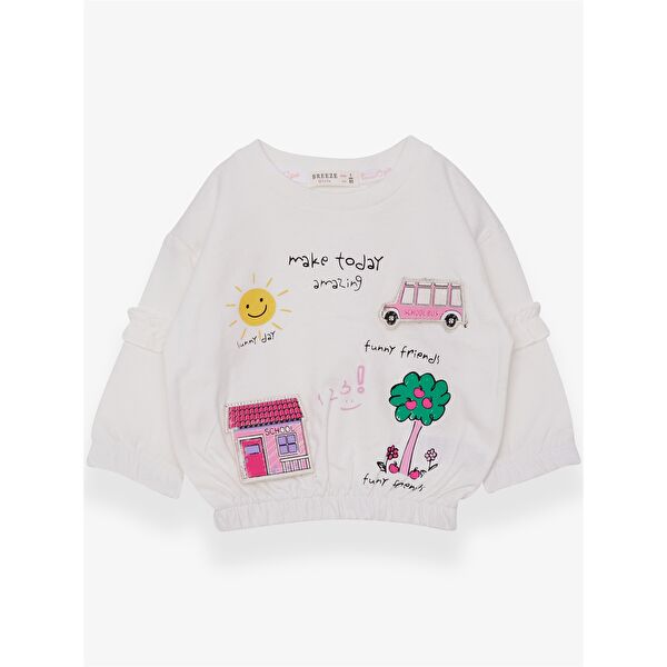 Bisiklet Yaka Uzun Kollu Kız Bebek Sweatshirt