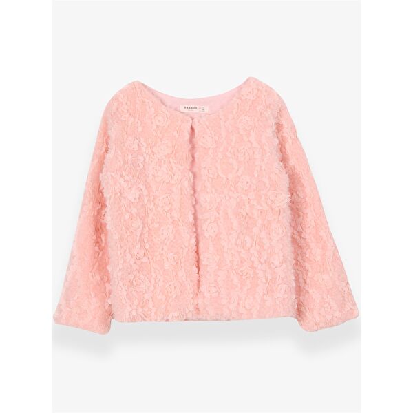 Bisiklet Yaka Desenli Uzun Kollu Pelüş Kız Çocuk Ceket