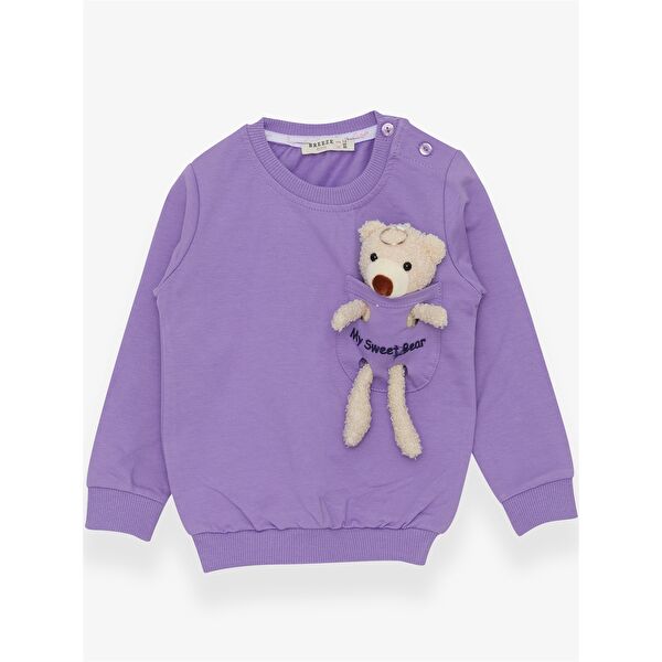 Bisiklet Yaka Uzun Kollu Kız Bebek Sweatshirt