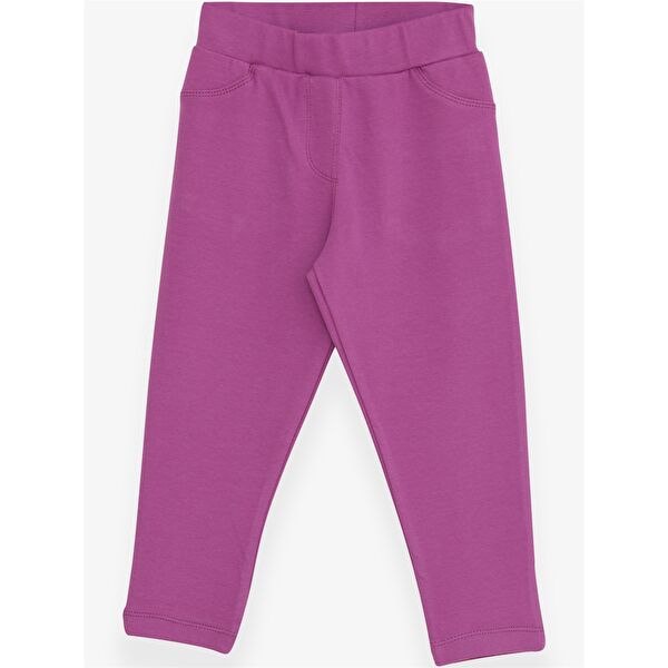 Beli Lastikli Basic Pamuklu Kız Çocuk Tayt