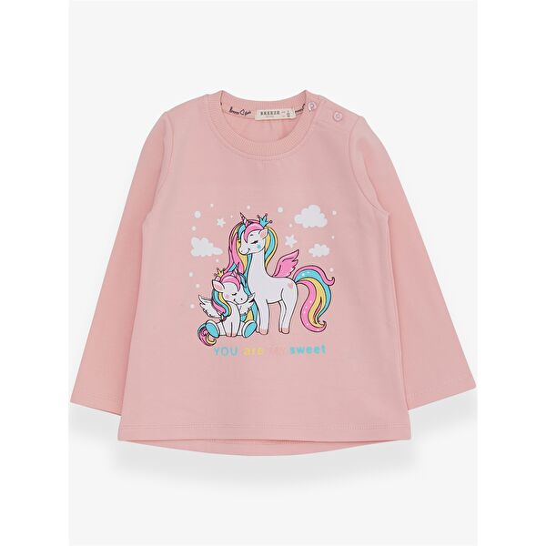 Bisiklet Yaka Uzun Kollu Kız Bebek Sweatshirt