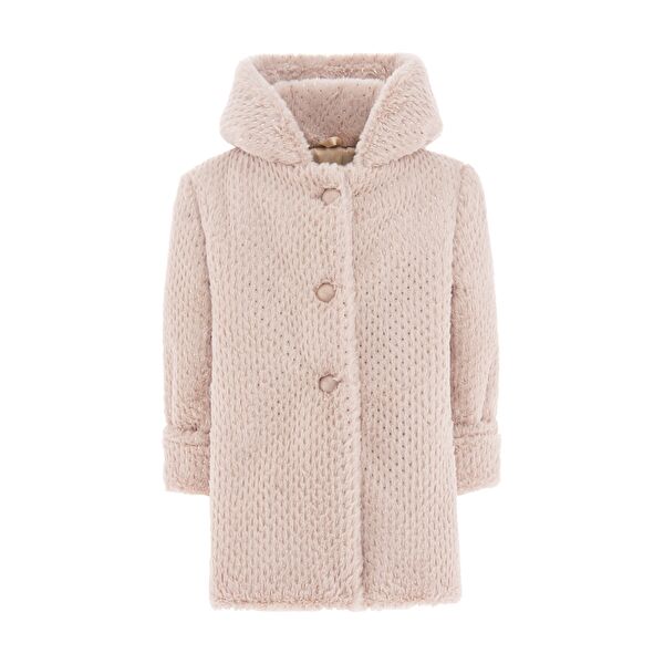 Kapüşonlu Pelüş Kız Çocuk Mont ve Taç