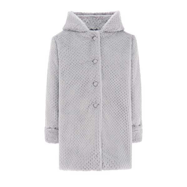 Kapüşonlu Pelüş Kız Çocuk Mont ve Taç