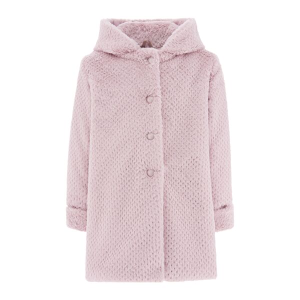 Kapüşonlu Pelüş Kız Çocuk Mont ve Taç