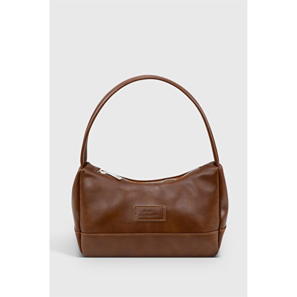 Etiket Baskılı Kadın Omuz Çantası