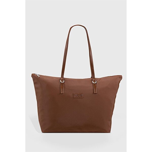 Etiket Baskılı Kadın Omuz Çantası