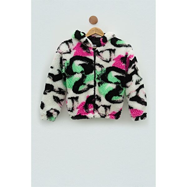 Kapüşonlu Pelüş Kız Çocuk Mont