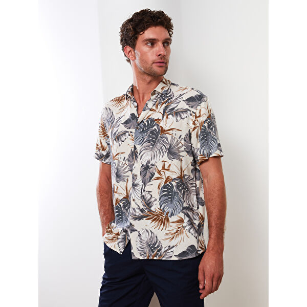 Regular Fit Kısa Kollu Desenli Erkek Gömlek