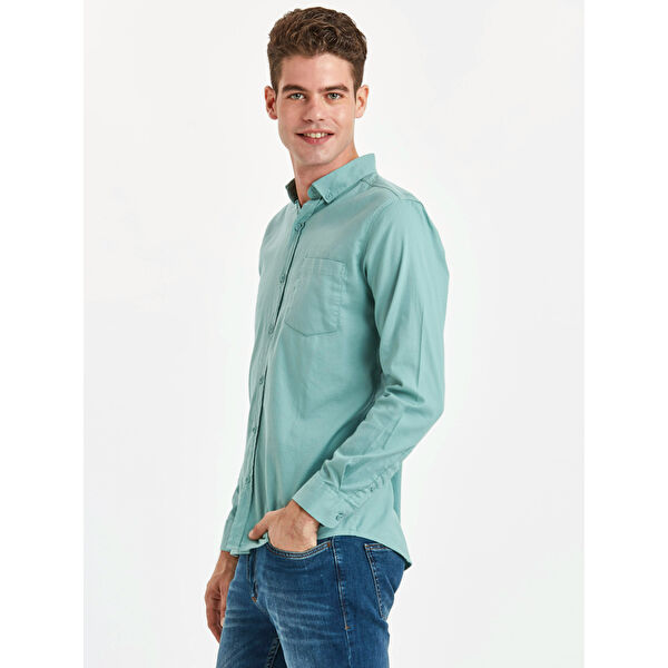 Extra Slim Fit Uzun Kollu Armürlü Gömlek