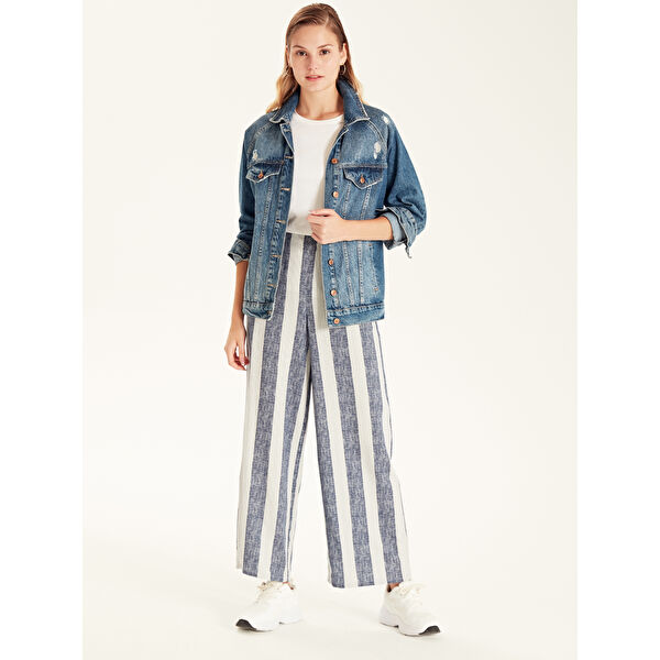 LCW CLASSIC Rahat Kalıp Keten Kadın Pantolon