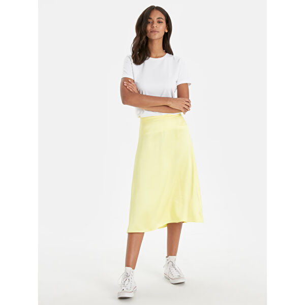 Yüksek Bel Düz Kadın Kloş Etek