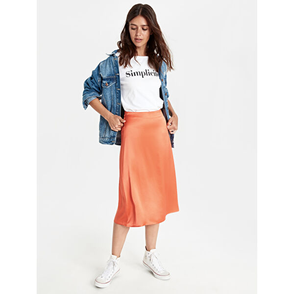 Yüksek Bel Düz Kadın Kloş Etek