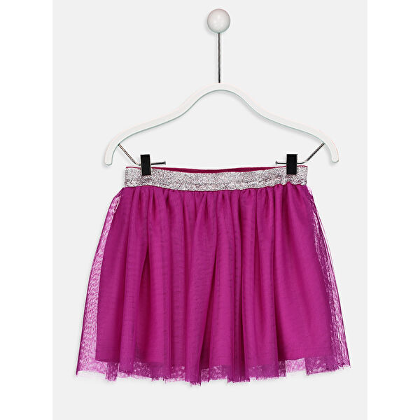 Beli Lastikli Simli Kız Çocuk Tül Etek