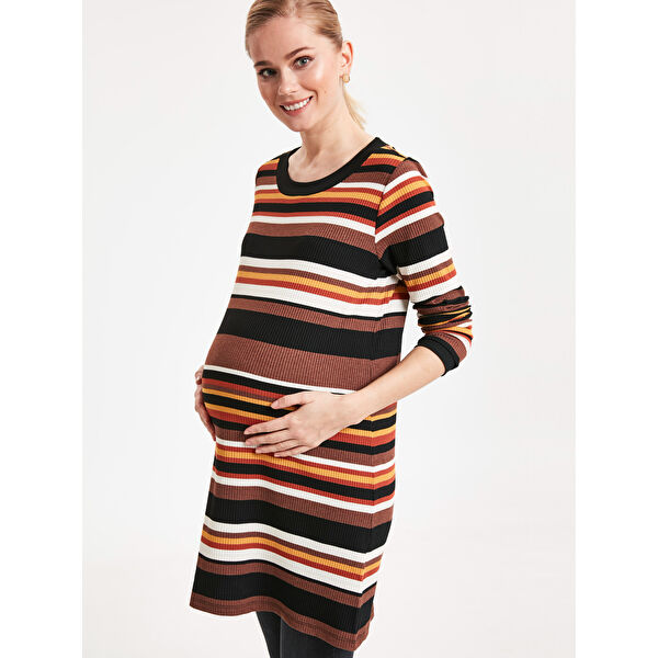 Çizgili Esnek Hamile Tunik Çizgili Esnek Hamile Tunik