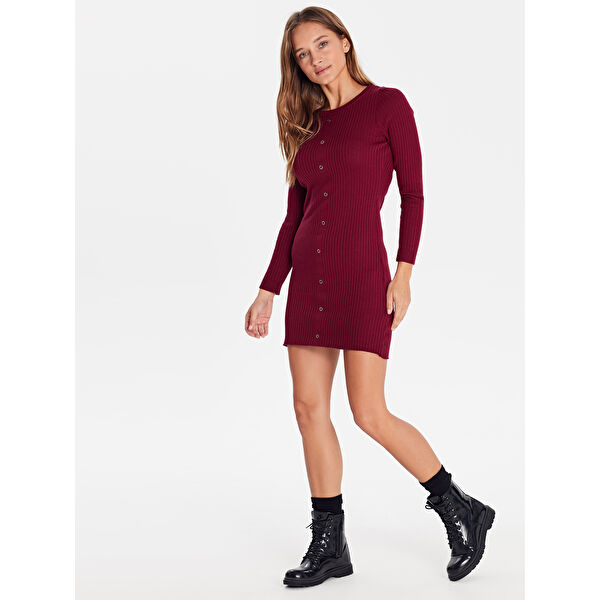 Esnek Mini Triko Uzun Kollu Kadın Elbise Esnek Mini Triko Uzun Kollu Kadın Elbise