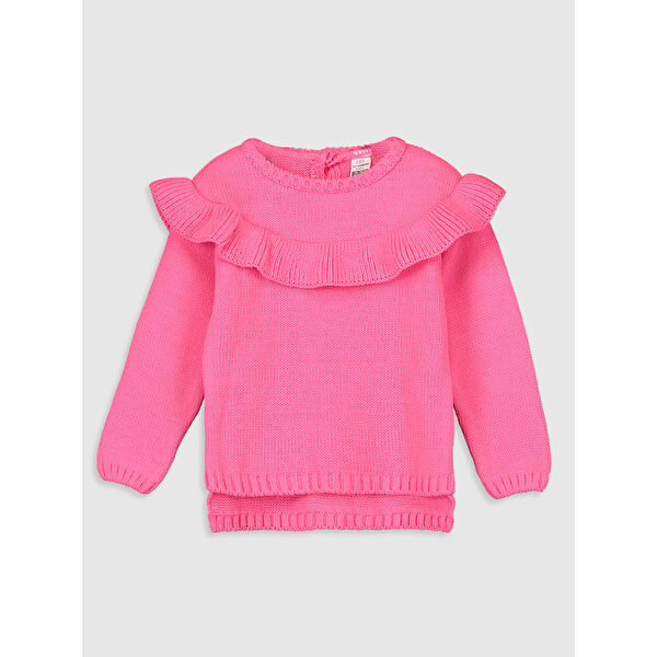 Kız Bebek Fırfırlı Triko Kazak