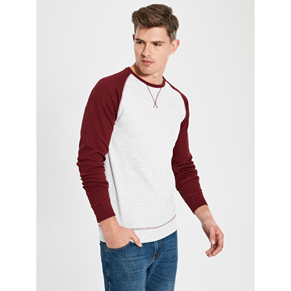 Bisiklet Yaka Uzun Kollu Basic Erkek Sweatshirt