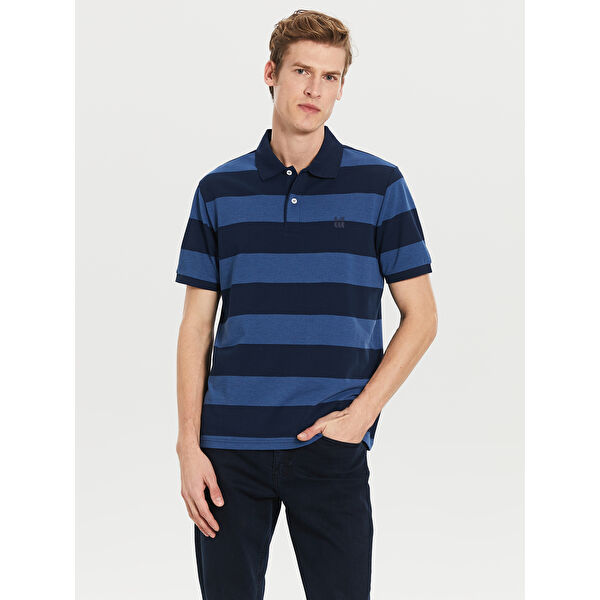 Polo Yaka Kısa Kollu Çizgili Erkek Tişört