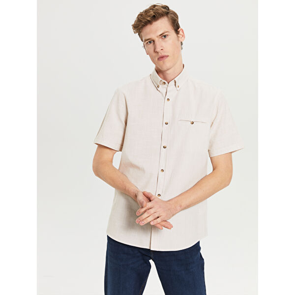 Regular Fit Kısa Kollu Basic Poplin Gömlek Regular Fit Kısa Kollu Basic Poplin Gömlek