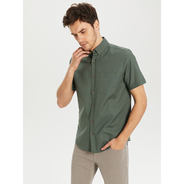 Regular Fit Kısa Kollu Oxford Erkek Gömlek