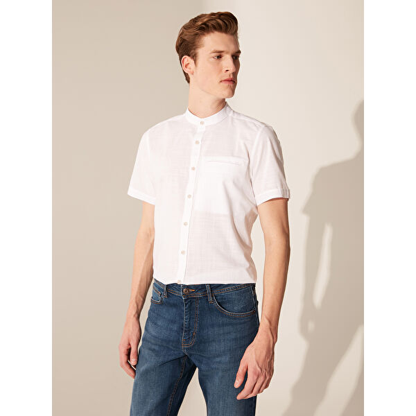 Slim Fit Kısa Kollu Poplin Gömlek Slim Fit Kısa Kollu Poplin Gömlek