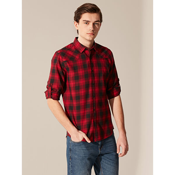 Ekstra Slim Fit Ekose Gömlek