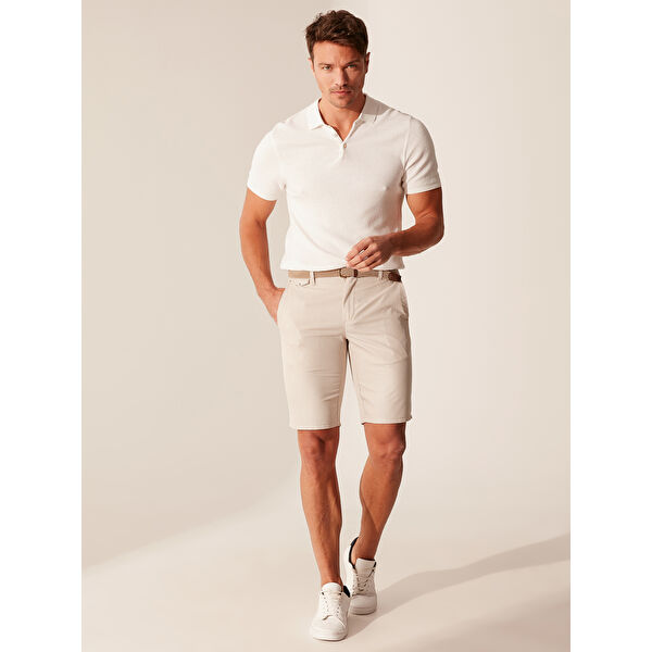 Slim Fit Bermuda Kemerli Erkek Şort