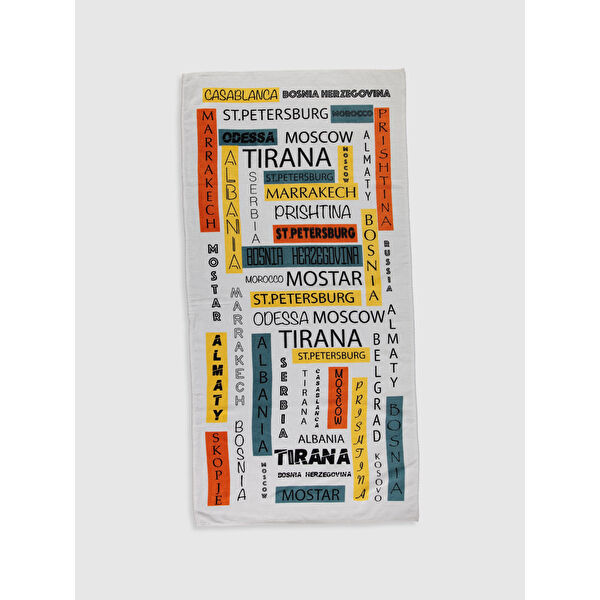 Ülke ve Şehir İsimleri Baskılı Plaj Havlusu