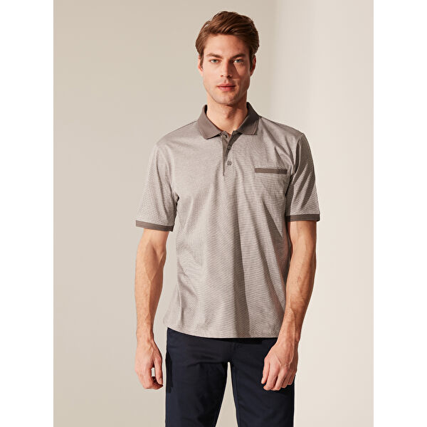 Merserize Polo Yaka Kısa Kollu Çizgili Erkek Tişört