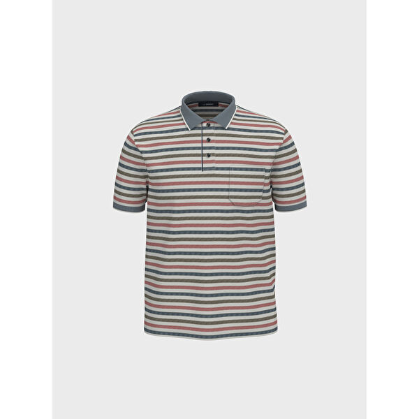 Rahat Kalıp Polo Yaka Çizgili Tişört