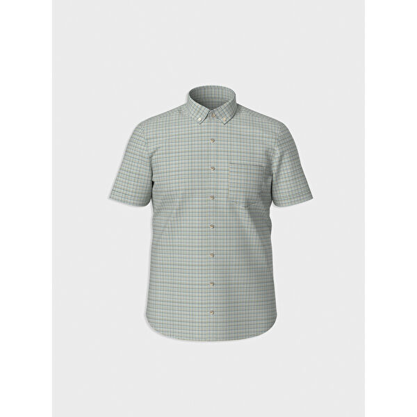 Slim Fit Ekose Kısa Kollu Gömlek