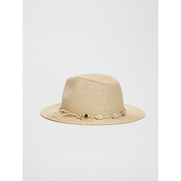 Deniz Kabuğu Detaylı Kadın Hasır Şapka Deniz Kabuğu Detaylı Kadın Hasır Şapka