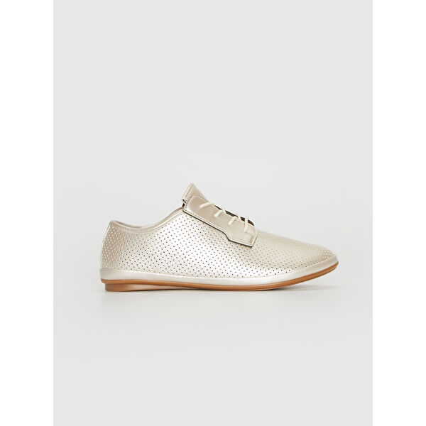 Bağcıklı Deri Görünümlü Kadın Klasik Ayakkabı