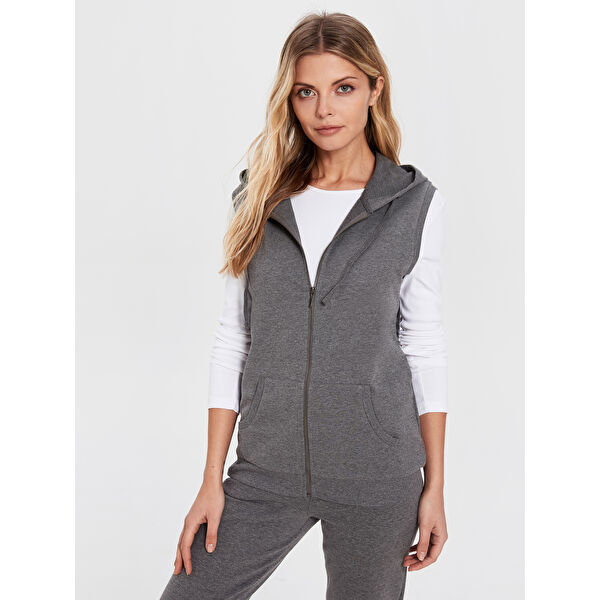 LCW BASIC Kapüşonlu Düz Kadın Yelek