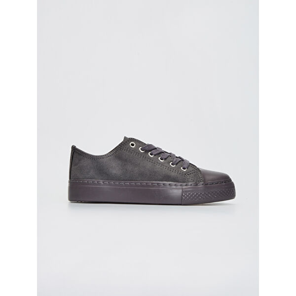 Deri Görünümlü Bağcıklı Kadın Spor Ayakkabı