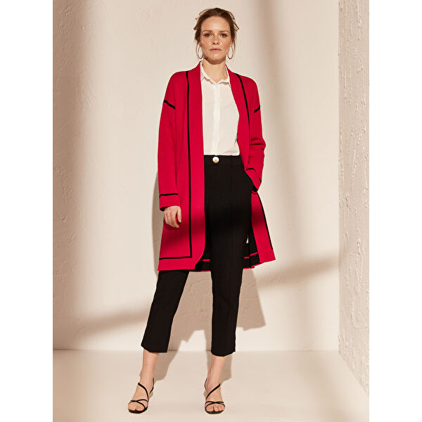 Şerit Detaylı Kalın Hırka