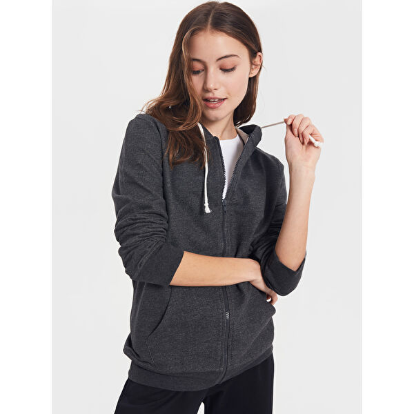 LCW CASUAL Kapüşonlu Uzun Kollu Sweatshirt Kumaşı Kadın Spor Hırka LCW CASUAL Kapüşonlu Uzun Kollu Sweatshirt Kumaşı Kadın Spor Hırka